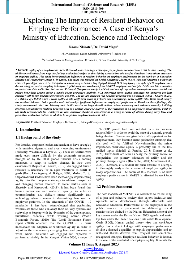 (PDF) Exploring The Impact of Resilient Behavior on Employee ...