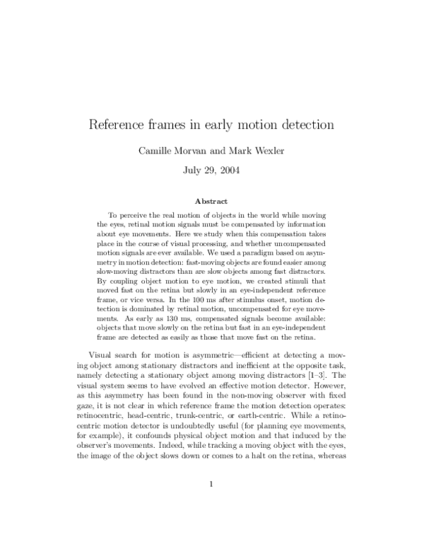 (PDF) Reference frames in early motion detection