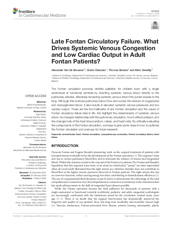 (PDF) Late Fontan Circulatory Failure. What Drives Systemic Venous ...