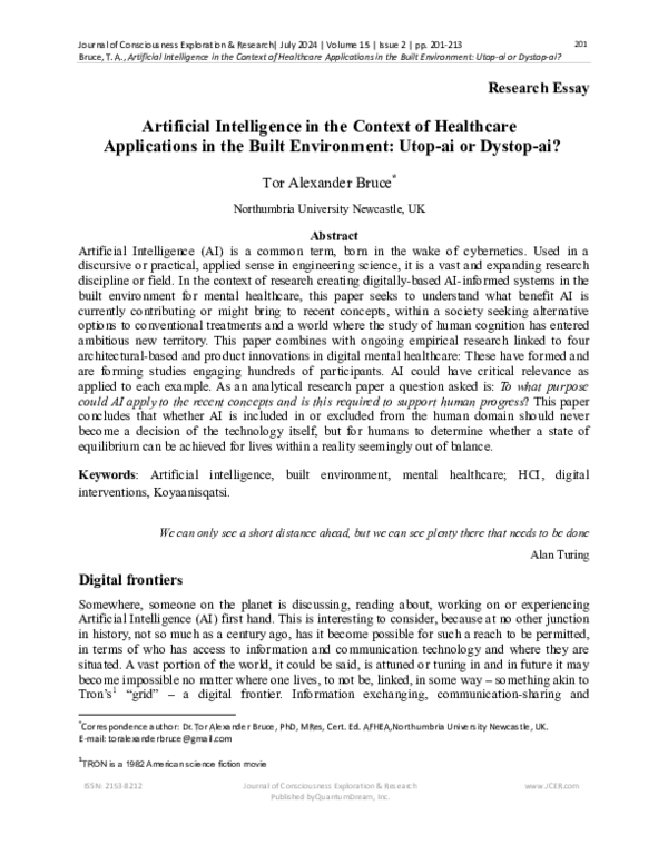 (PDF) Artificial Intelligence in the Context of Healthcare Applications ...
