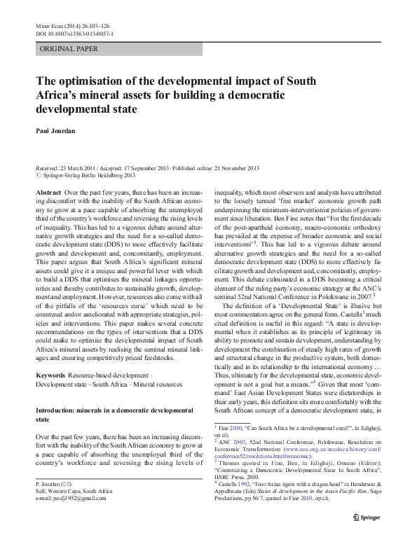 (PDF) The optimisation of the developmental impact of South Africa’s ...