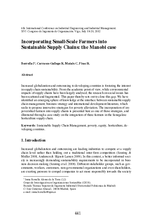 (PDF) Incorporating small-scale farmers into sustainable supply chains ...