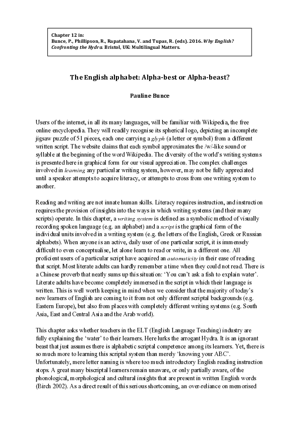 (PDF) 12. The English Alphabet: Alpha-Best or Alpha-Beast?