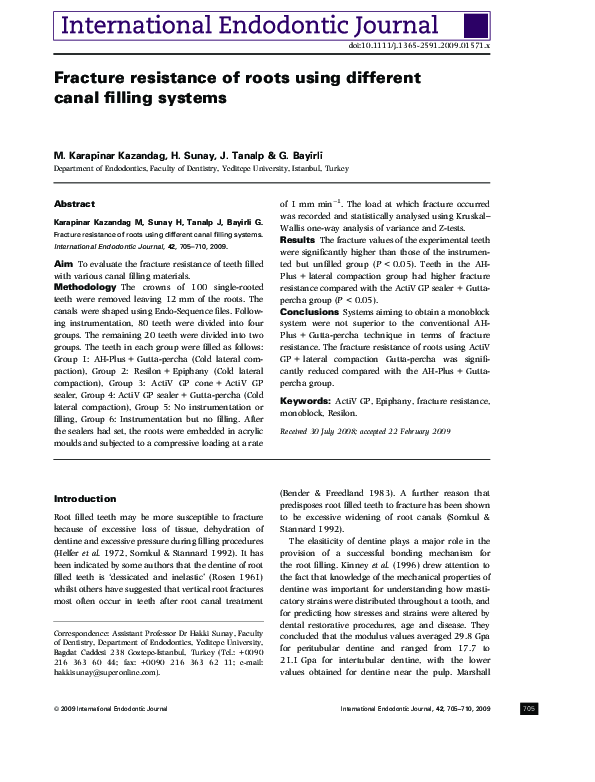 (PDF) Fracture resistance of roots using different canal filling ...