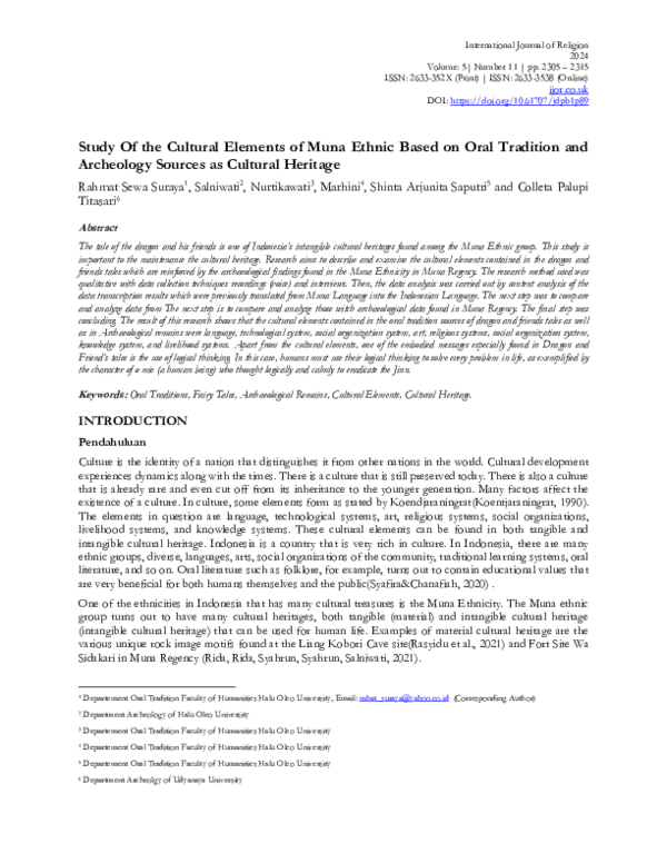 (PDF) Study Of the Cultural Elements of Muna Ethnic Based on Oral ...