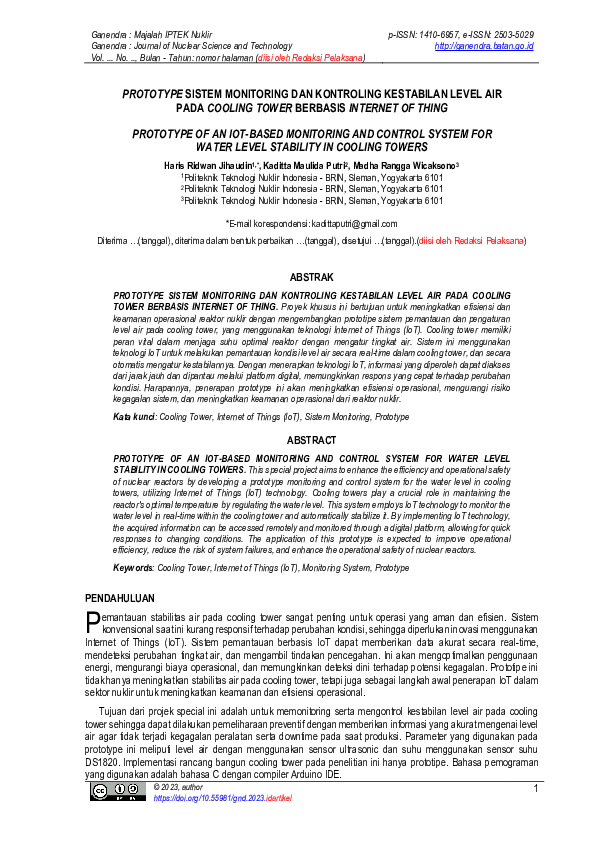 (PDF) PROTOTYPE SISTEM MONITORING DAN KONTROLING KESTABILAN LEVEL AIR ... (PDF) PROTOTYPE SISTEM MONITORING DAN KONTROLING KESTABILAN LEVEL AIR ...
