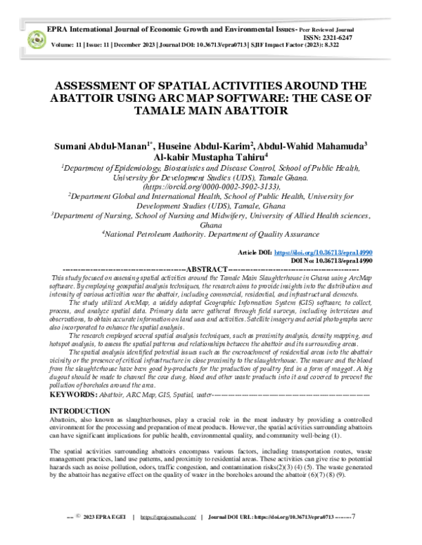 (PDF) Assessment of Spatial Activities Around the Abattoir Using Arc ...