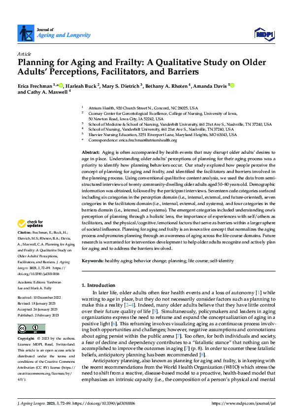 (PDF) Planning for Aging and Frailty: A Qualitative Study on Older Adults’ Perceptions ...