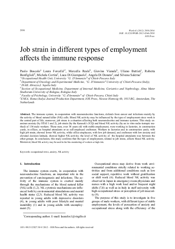 (PDF) Job strain in different types of employment affects the immune ...