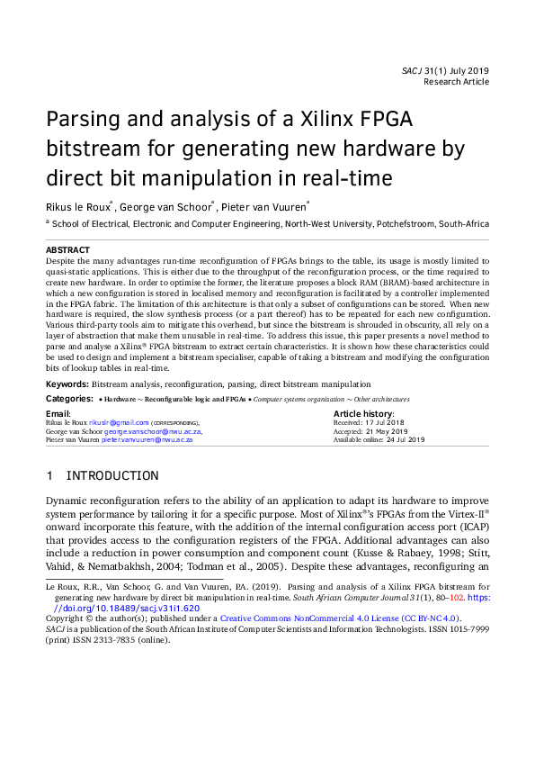 (PDF) Parsing and analysis of a Xilinx FPGA bitstream for generating new hardware by direct bit ...