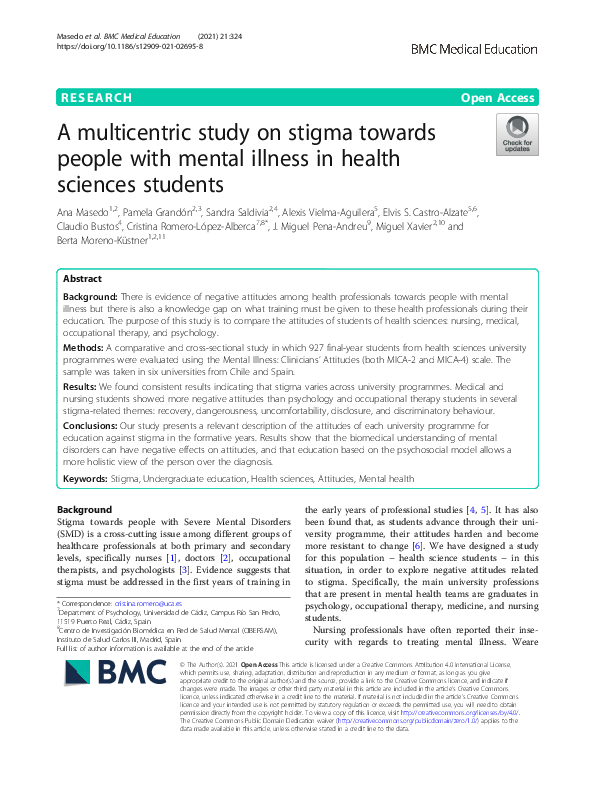 (PDF) A multicentric study on stigma towards people with mental illness ...