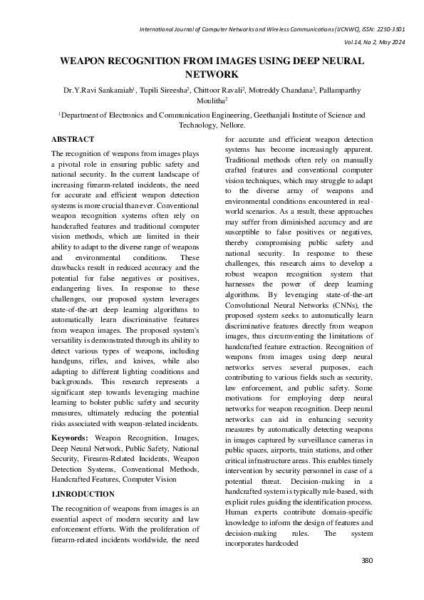 (PDF) WEAPON RECOGNITION FROM IMAGES USING DEEP NEURAL NETWORK
