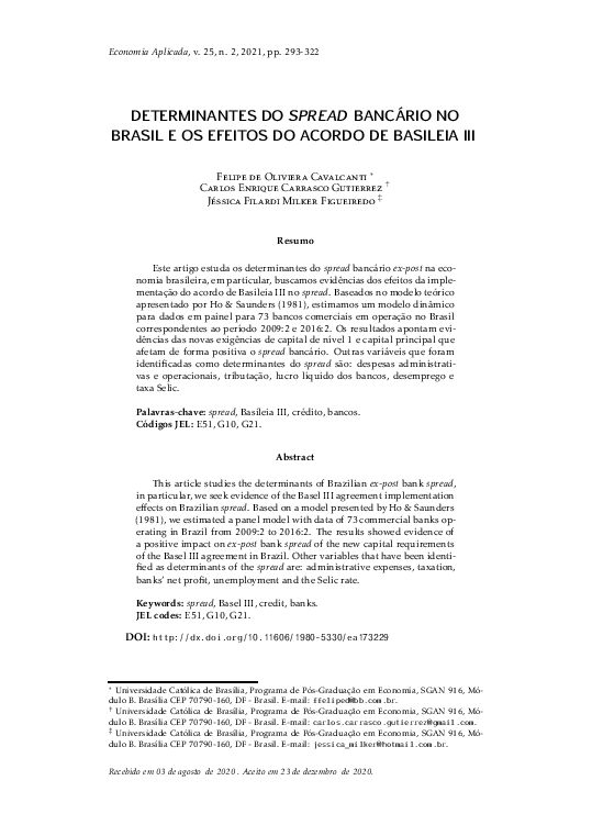 (PDF) Determinantes do spread bancário no Brasil e os efeitos do Acordo ...