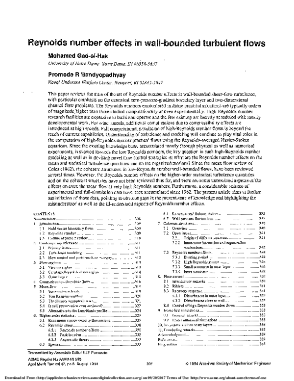 (PDF) Reynolds Number Effects in Wall-Bounded Turbulent Flows | jiaojiao Pang - Academia.edu