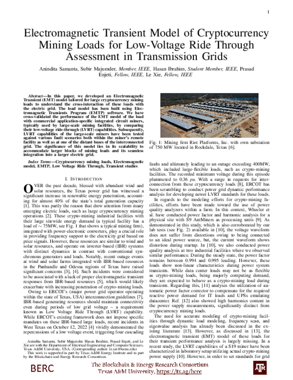 (PDF) Electromagnetic Transient Model of Cryptocurrency Mining Loads ...