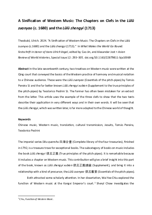 (PDF) A Sinification of Western Music: The Chapters on Clefs in the ...