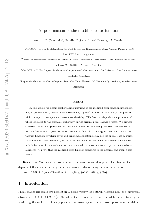 (PDF) Approximation of the modified error function