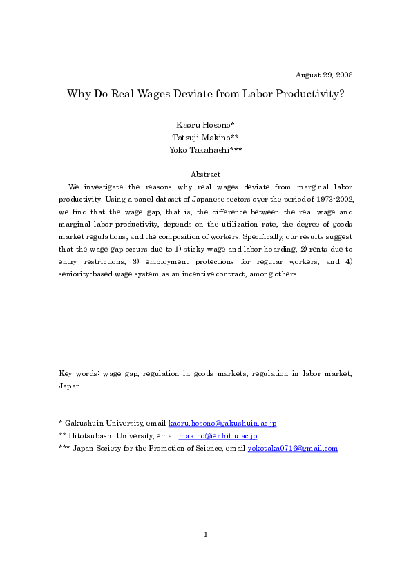(PDF) Why Do Real Wages Deviate from Labor Productivity?