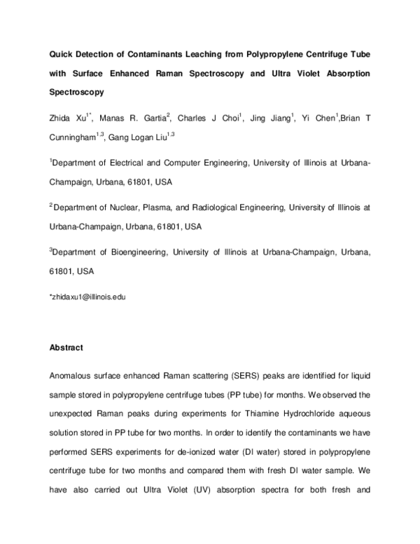 (PDF) Quick detection of contaminants leaching from polypropylene ...
