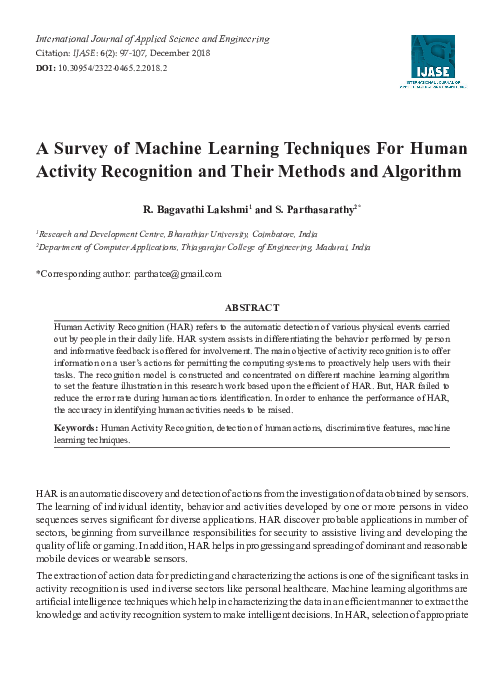 (PDF) A Survey of Machine Learning Techniques For Human Activity Recognition and Their Methods ...