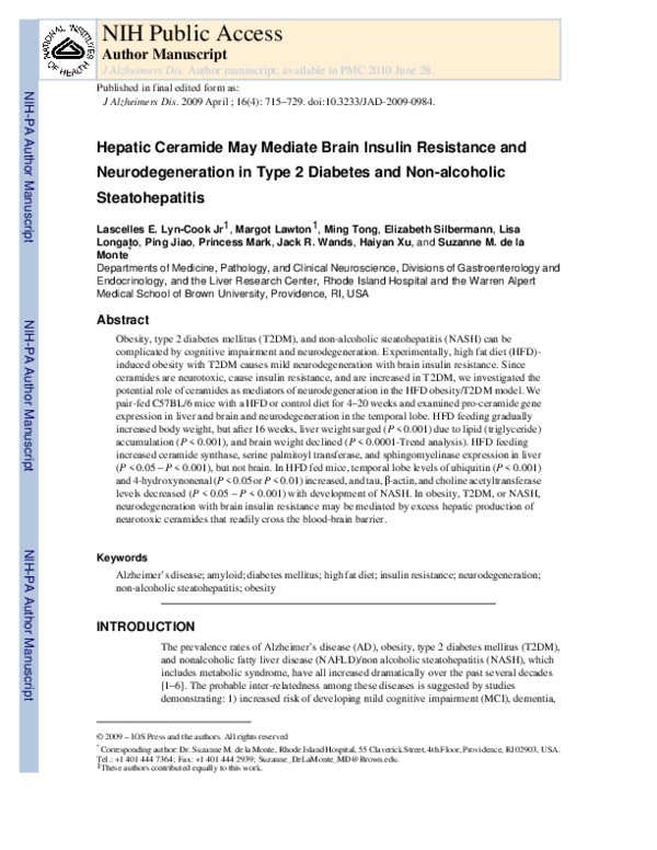 (PDF) Hepatic Ceramide May Mediate Brain Insulin Resistance and ...