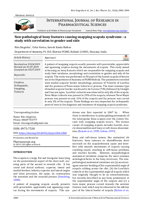 (PDF) Non-pathological bony features causing snapping scapula syndrome ...