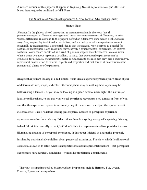 (PDF) The Structure of Perceptual Experience: A New Look at Adverbialism