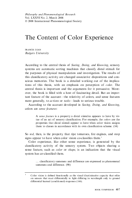 (PDF) The Content of Color Experience