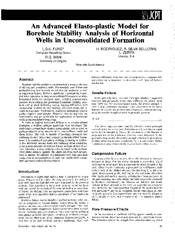 (PDF) An Advanced Elasto-plastic Model For Borehole Stability Analysis of Horizontal Wells In ...
