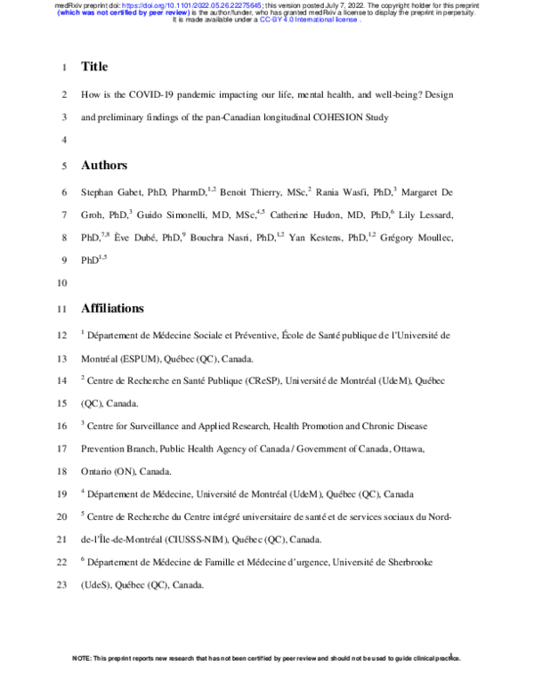 (PDF) How is the COVID-19 pandemic impacting our life, mental health ...