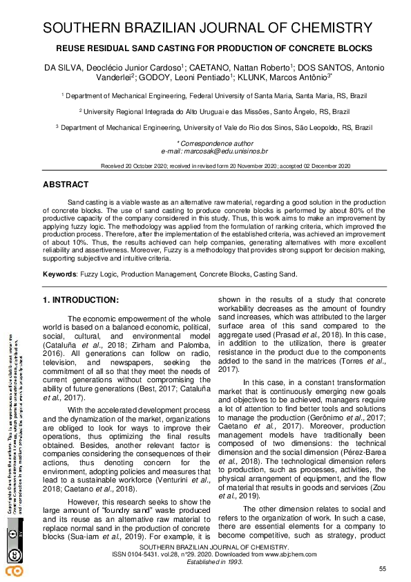 (PDF) Reuse Residual Sand Casting for Production of Concrete Blocks