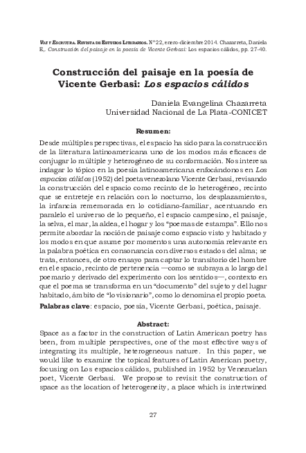 (PDF) Construcción del paisaje en la poesía de Vicente Gerbasi: Los ...