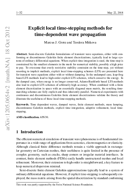 Pdf Explicit Local Time Stepping Methods For Time Dependent Wave