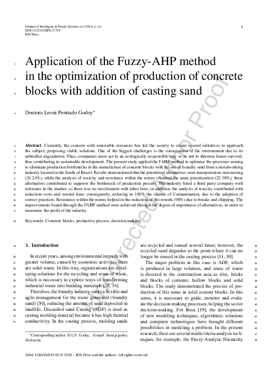 (PDF) Application of the Fuzzy-AHP method in the optimization of production of concrete blocks ...