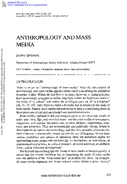 (PDF) Anthropology and Mass Media