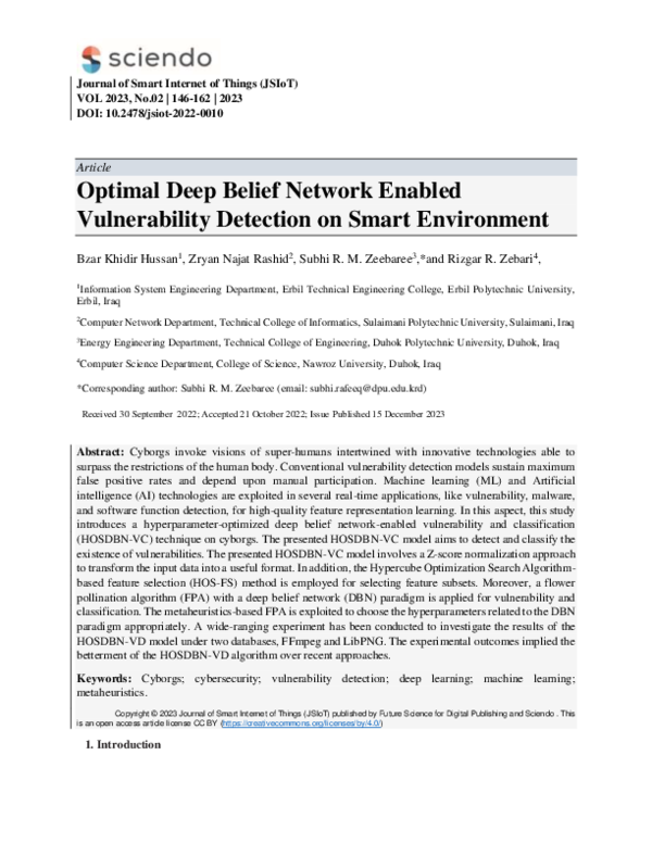 (PDF) Optimal Deep Belief Network Enabled Vulnerability Detection on ...