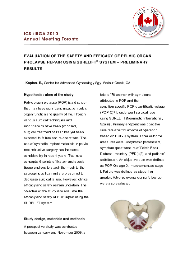 (PDF) Evaluation of the Safety and Efficacy of Pelvic Organ Prolapse ...