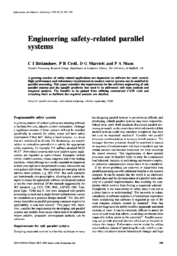 (PDF) Engineering safety-related parallel systems