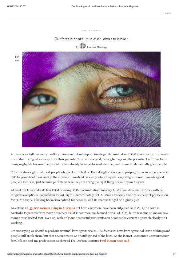 (PDF) Our female genital mutilation laws are broken