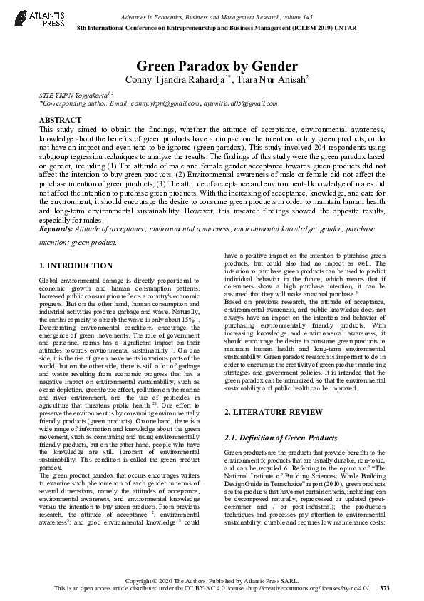 (PDF) Green Paradox by Gender