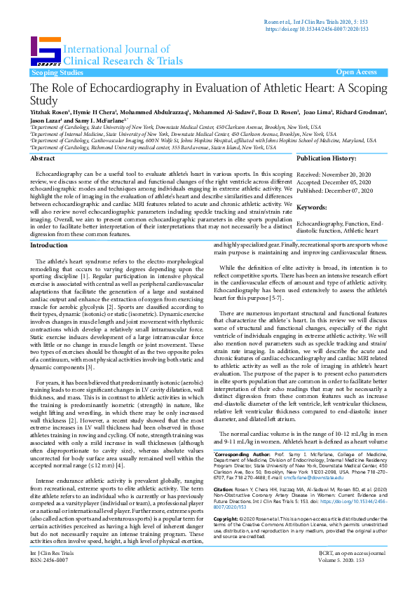 (PDF) The Role of Echocardiography in Evaluation of Athletic Heart: A Scoping Study
