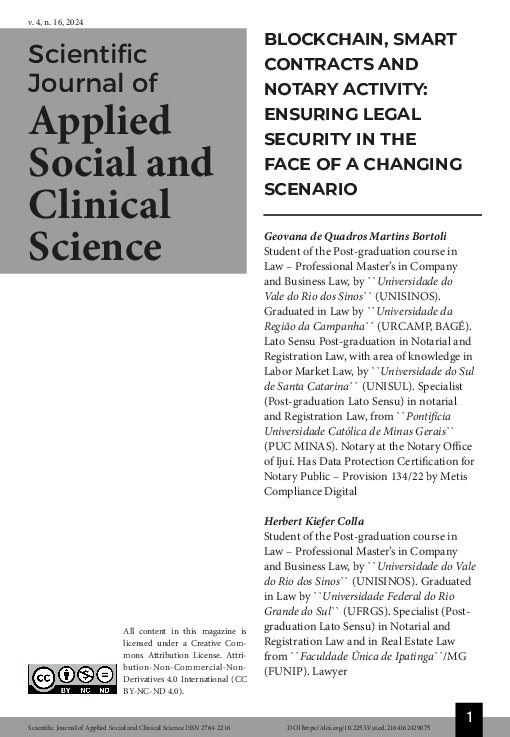 Blockchain Smart Contracts And Notary Activity Ensuring Legal Security In The Face Of A