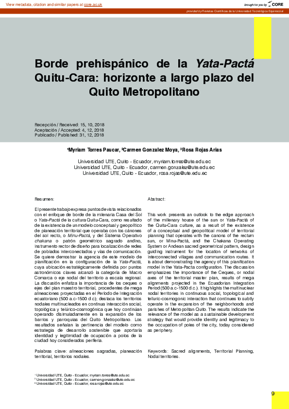 (PDF) Borde prehispánico de la Yata-Pactá Quitu-Cara: horizonte a largo ...