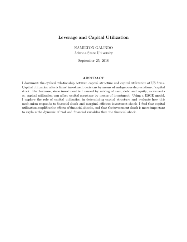(PDF) Leverage and Capital Utilization