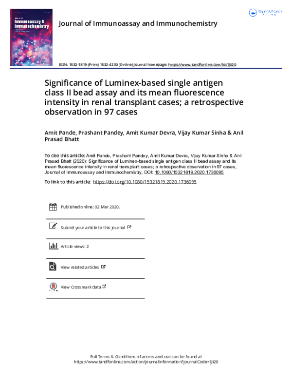 (PDF) Significance of Luminex-based single antigen class II bead assay ...