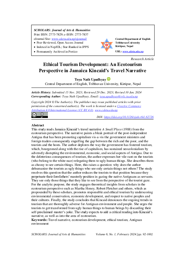 (PDF) Ethical Tourism Development: An Ecotourism Perspective in Jamaica ...