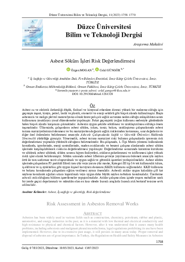 (PDF) Risk Assessment in Asbestos Removal Works