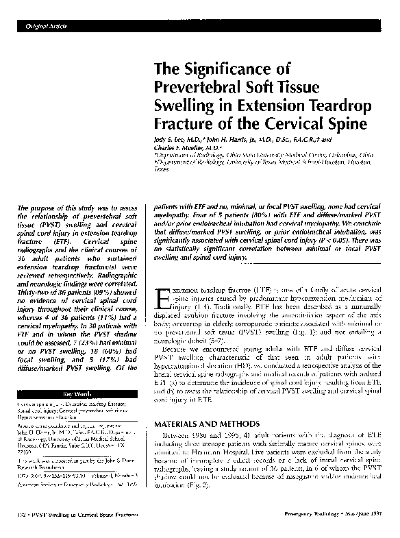 (PDF) The significance of prevertebral soft tissue swelling in ...