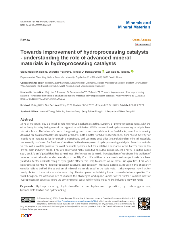 (PDF) Towards improvement of hydroprocessing catalysts - understanding ...