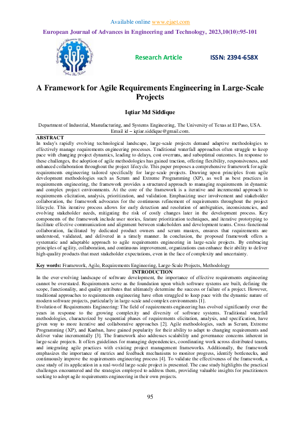 (PDF) A Framework for Agile Requirements Engineering in Large-Scale ...